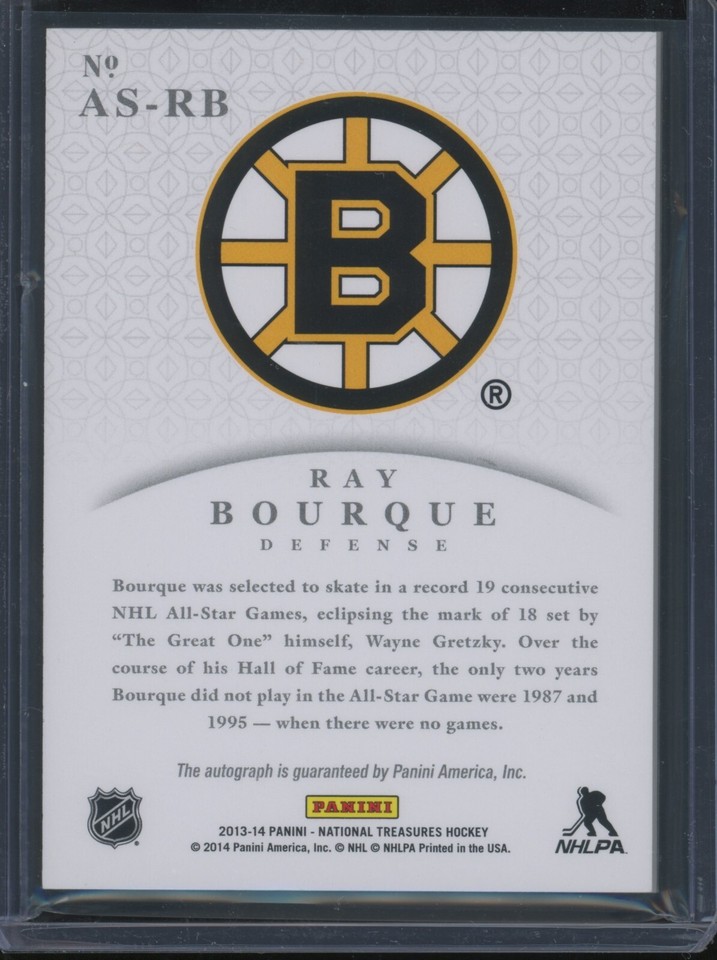 2013-14 National Treasures Ray Bourque All Star Treasures Auto /19 SP ...