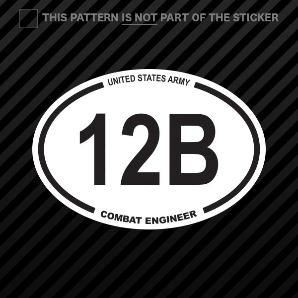 United States Army MOS 12B Combat Engineer Oval Sticker Vinyl us ...