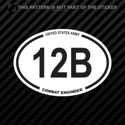 United States Army MOS 12B Combat Engineer Oval Sticker Vinyl us ...