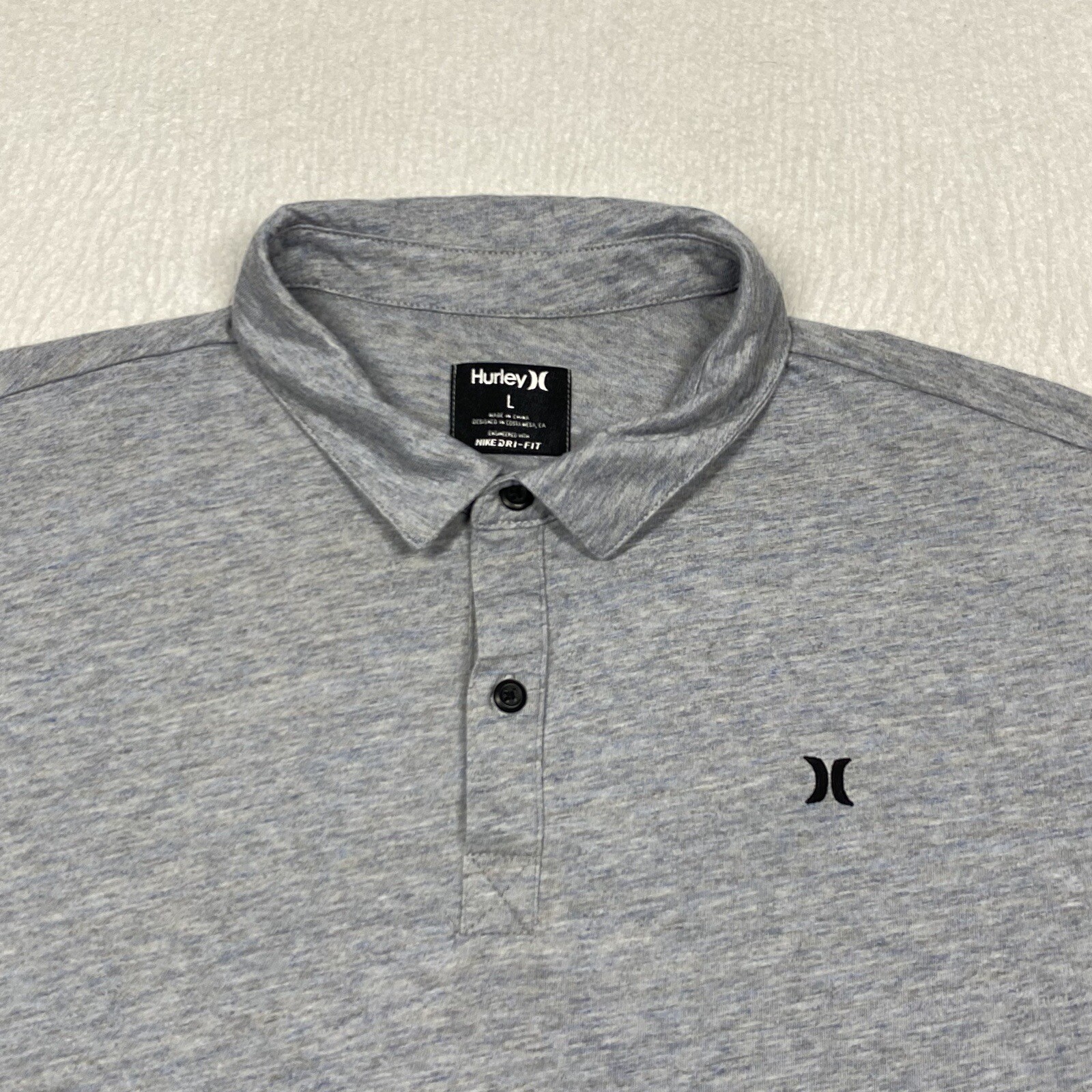 Hurley Polo Shirt Nike Dri Fit Mens Large Blue Short Sleeve Casual ...