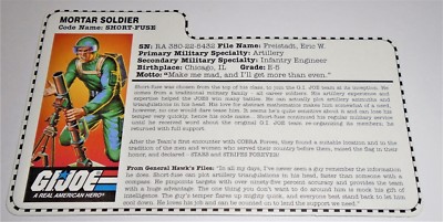 G I JOE File Card Filecard Stars and Stripes 1997 Short-Fuse V2 | eBay