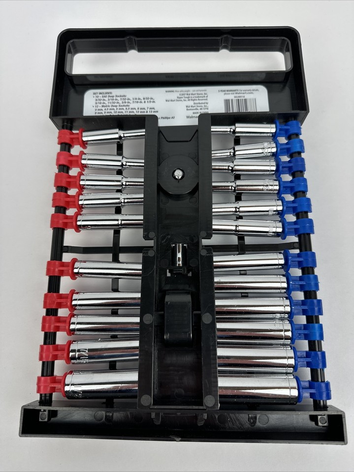 Hyper Tough 24-Piece 1/4" Deep Socket Set with Ratchet Handle with ...