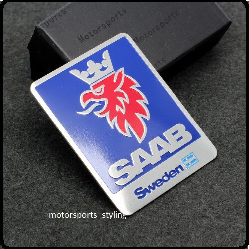 Saab Sweden Badge Emblem Decal Plaque Sticker Car Blue 93 9-3 95 9-5 ...
