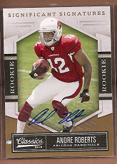 2010 Classics Significant Signatures Gold #104 Andre Roberts /399 Auto ...