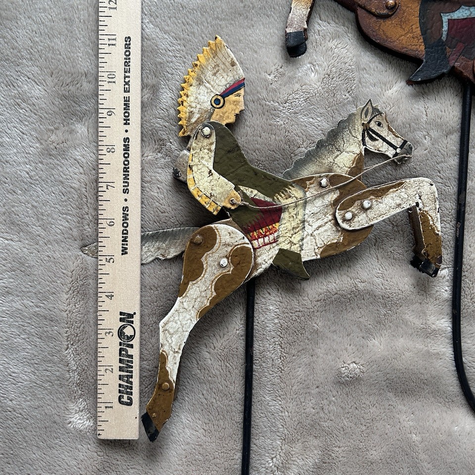 Vintage Folk Art Metal Cowboy and Indian on Horse Balance Pendulum NO ...