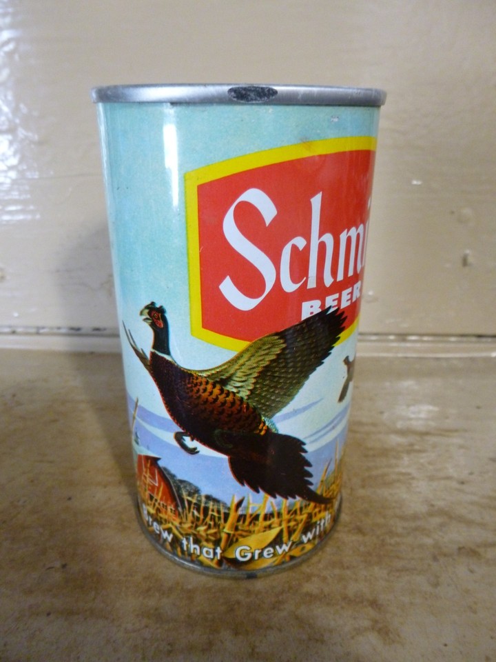 SCHMIDT_ YELLOW-STRIPE_ WIDE SEAM STEEL BEER CAN -[EMPTY CANS, READ ...