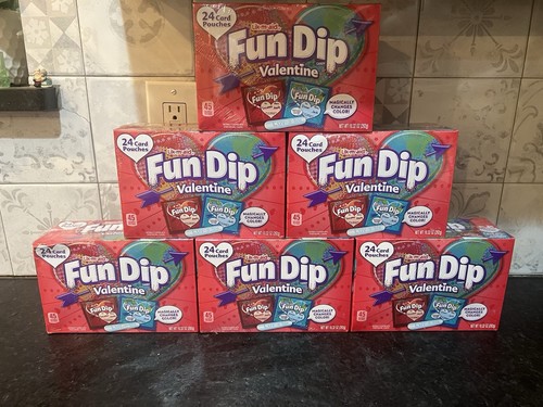 Lot of 6 boxes- fun Dip Valentine'S 24 Count,10 Oz Card Pouches -bb apr ...