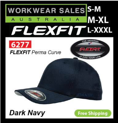 Flexfit Cap 6277 Dark Navy, Perma Curve Hats 6277 Caps Flex fit | eBay ...