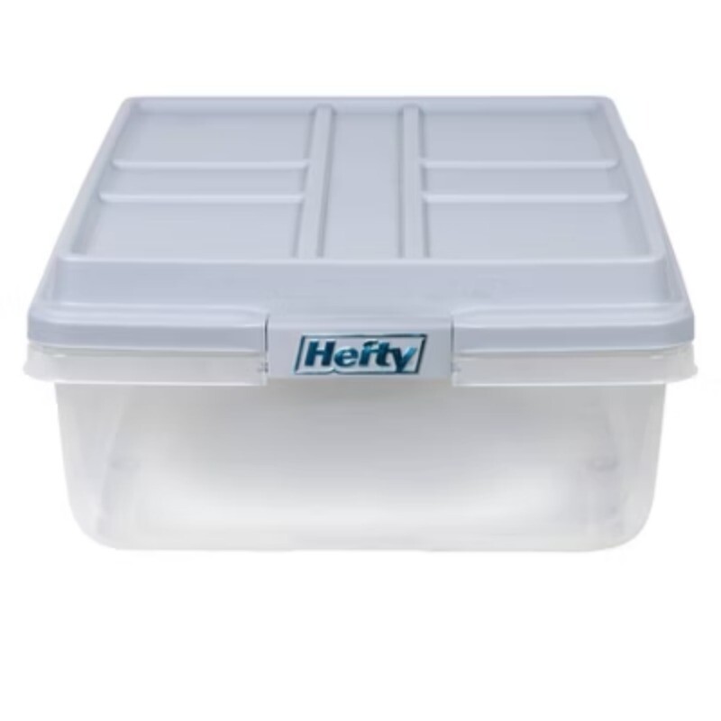 40qt Clear Plastic Storage Bin，Gray Under Bed Utility Totes, Locking ...