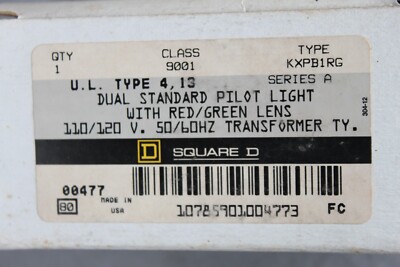 Square D Dual Pilot Light 9001-KXAKM21 Series A KXPB1RG with red ...
