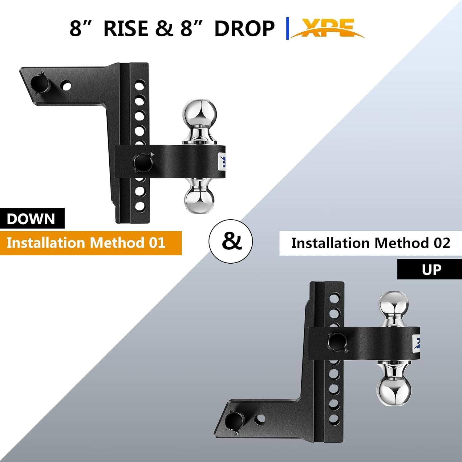 XPE Trailer Hitch Fits 2 Inch Receiver, 8 Inch Adjustable Drop Hitch ...