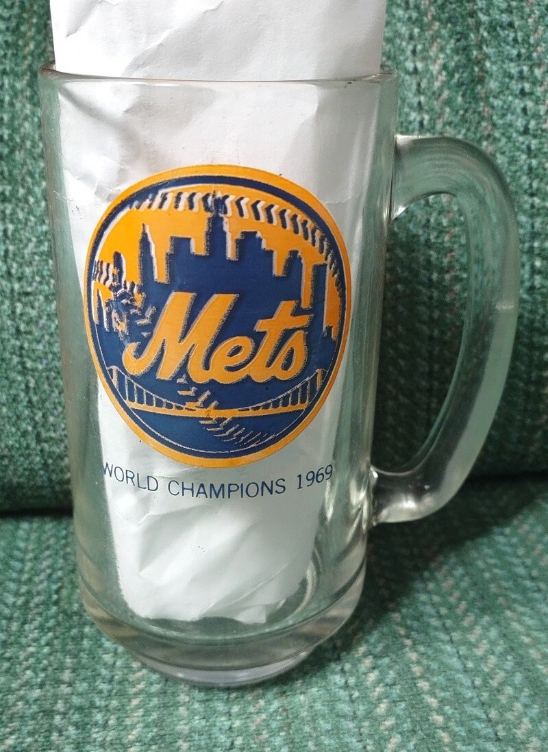 Vtg 1969 New York Mets WORLD SERIES CHAMPIONS Glass Beer Mug/Stein | eBay