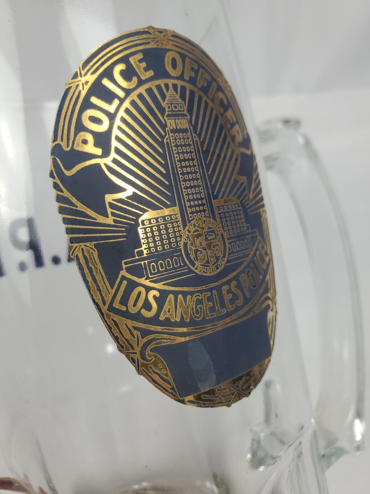Rare XL Heavy LAPD Glass Stein ☆ Los Angeles Police Department Mug ...