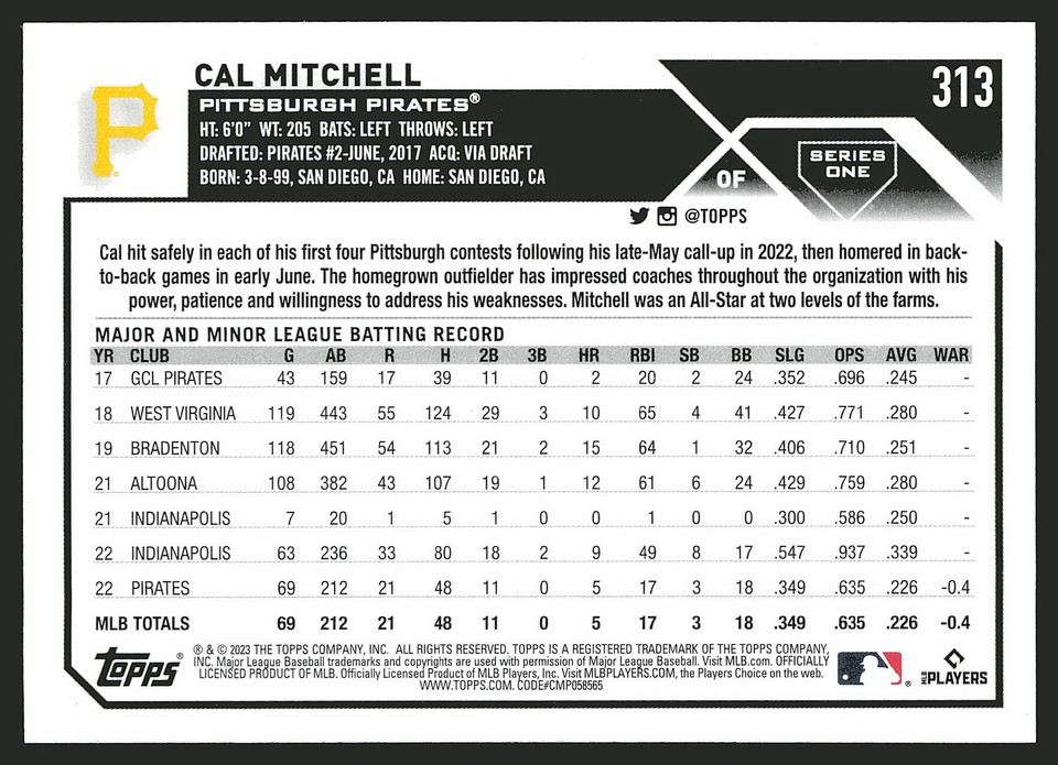 2023 Topps #313 Cal Mitchell RC | eBay