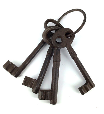 Reproduction Cast Iron Skeleton Keys 4 Large Lock Jail House Keys Wall ...