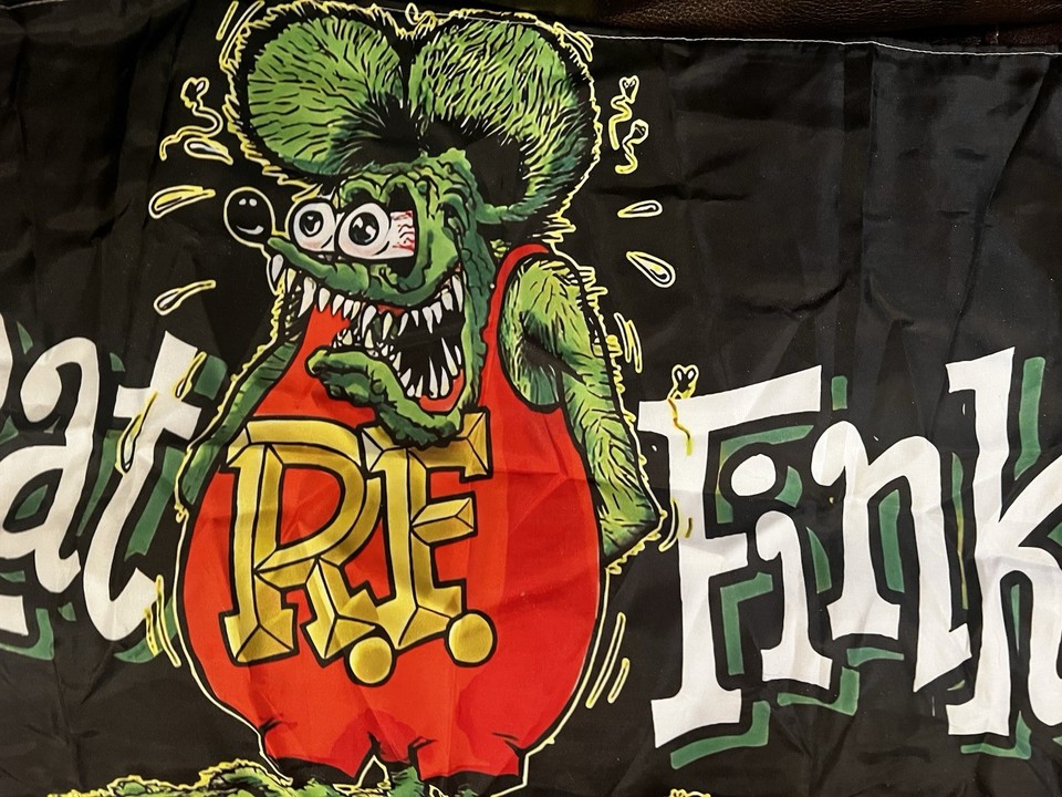 RAT FINK GARAGE SIGN BANNER FLAG ED ROTH BIG DADDY 23” BY 34” Inches W ...