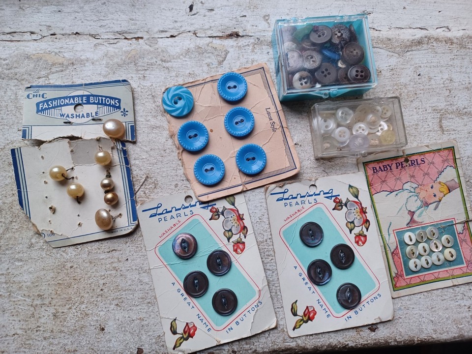 Vtg Antique Button Lot Sewing Craft Shell Plastic Unique Metal MOP 1 lb ...