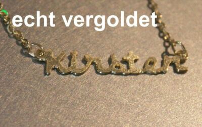 Noble Collier Kirsten Chaîne Vrai Plaqué Or Nom Collier avec Nom Chaîne ...