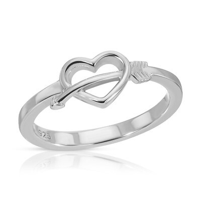 Sterling Silver 925 Heart Ring Cupid & Heart Cute Ring Women Love ...