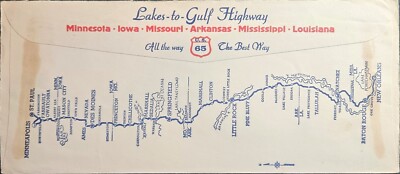 US Highway 65 Map Illustrated Advertising MN IA MO AR MS LA McGehee ...