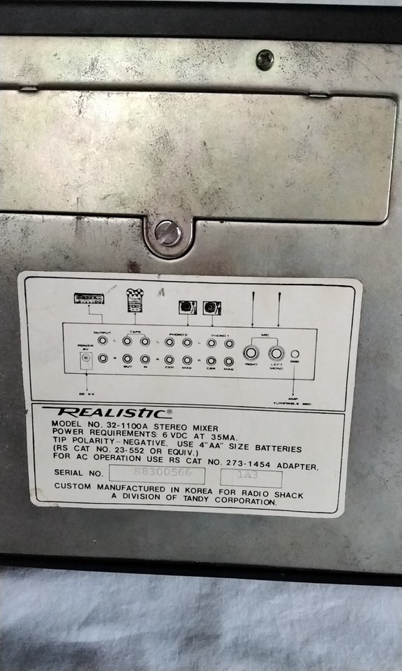 Vintage Realistic Stereo Mixer Console 32–1100A No Power Adapter | eBay