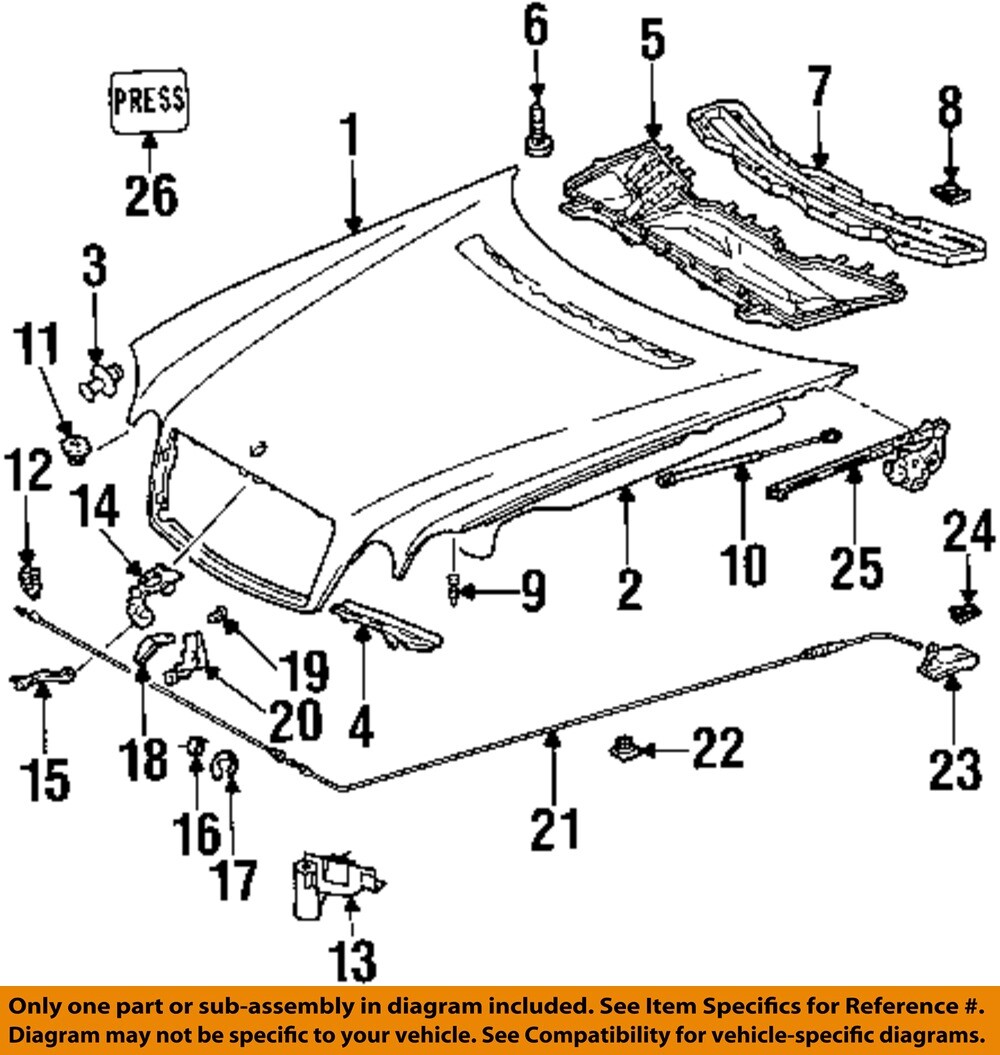 MERCEDES OEM 96-18 CLK320 Hood Grille Hood Components-Lock 2108800960 ...