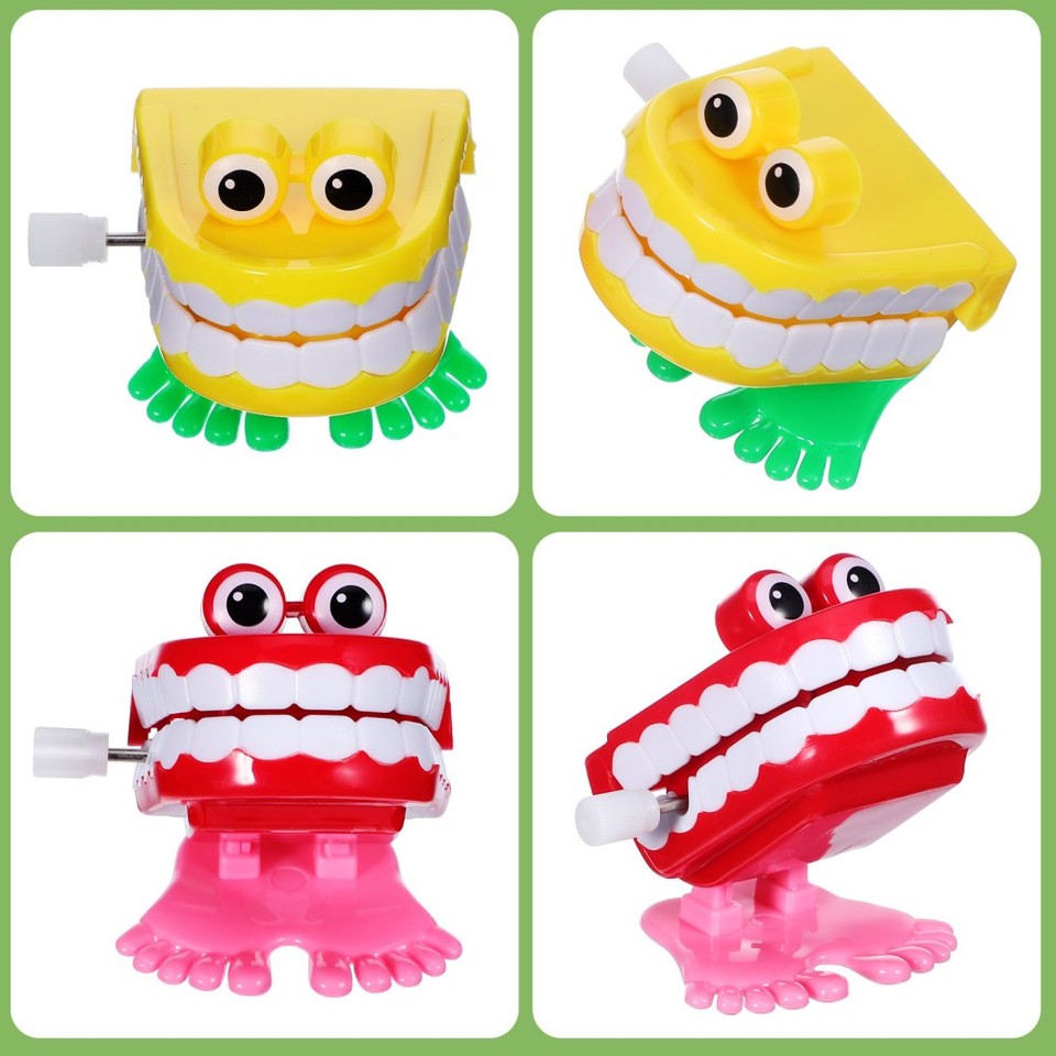 2 Pcs Small Wind up Walking Chattering Teeth Toy for Kid Toys Clockwork ...