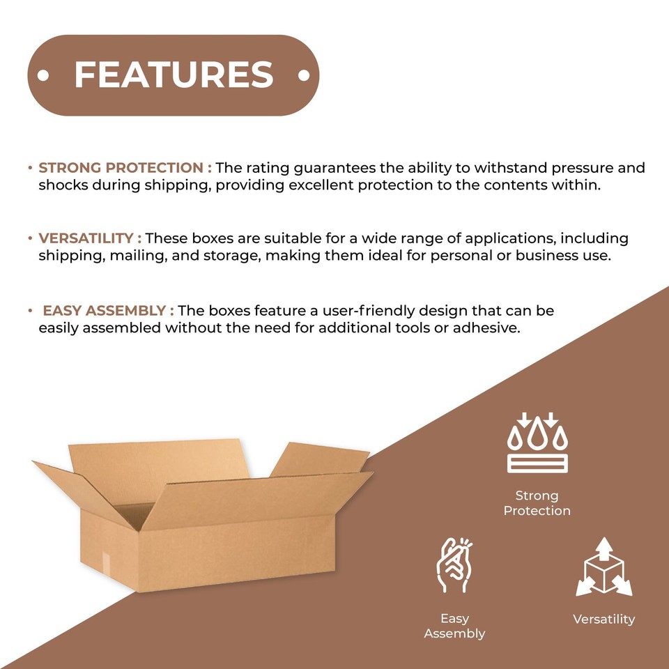 20 Boxes 24x18x6" Flat Corrugated Shipping Boxes ECT-32 Brown Packing ...