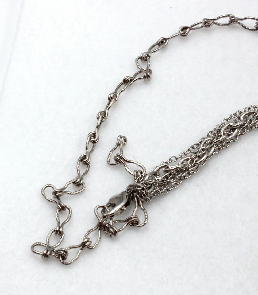 Unique Silver Multi-Chain Large Quartz Rock Bead Necklace ~ New With ...