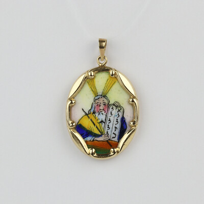Antique 14k Yellow Gold Moses, Ten Commandments Religious Pendant | eBay