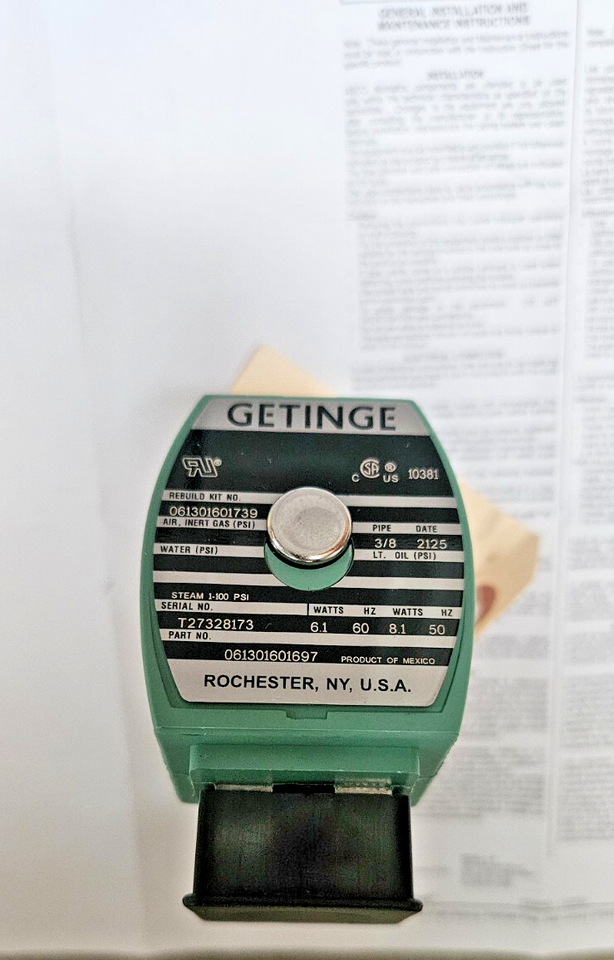 Getinge 61301601697 Solenoid Steam Valve 2 Way Valve - Pipe 3/8 - OEM ...