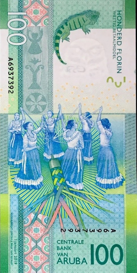 2019 Aruba Aruban Banknote 100 Florin. One Hundred Aruban Florin ...