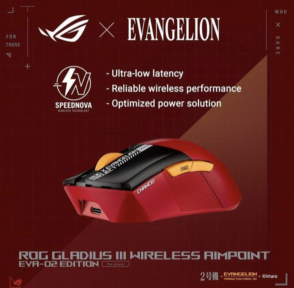 ASUS Evangelion Collaboration Mouse ROG GLADIUS III Wireless Aimpoint ...