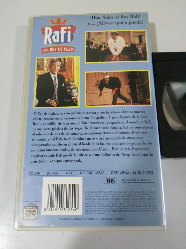 Rafi Un Rey De Peso John Goodman Peter O'Toole - Vhs Cinta Tape ...