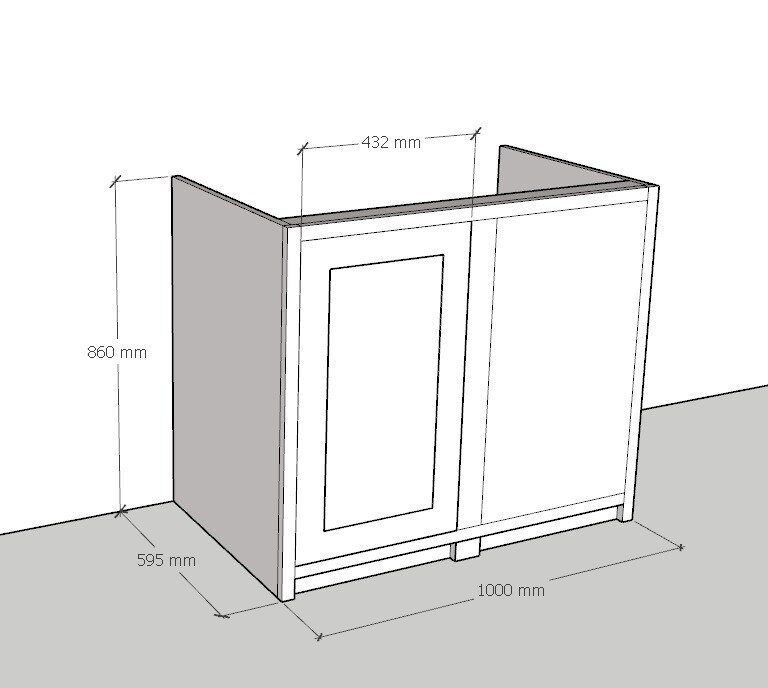Traditional Style Corner Return Kitchen Cabinet 1000mm (To 1100mm) Wide ...