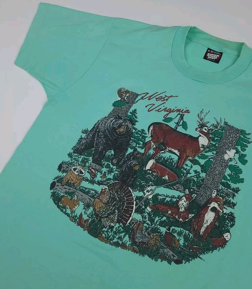 Vintage West Virginia Outdoor Nature Animals Wildlife Wilderness Art T ...