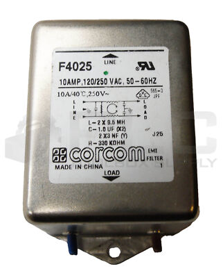CORCOM F4025 EMI FILTER 10A 120/250VAC 50-60HZ | eBay