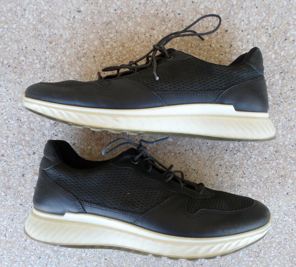 ECCO ST.1 Black Mesh and Yak Leather Casual Shoes. Me… - Gem