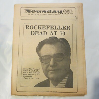 Newsday New York Long Island January 27 1979 Nelson Rockefeller Dead at ...