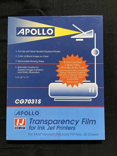 Apollo Inkjet Printer Transparency Film, Clear, 22 Sheets (APOCG7031S ...