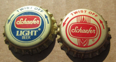 2 DIF NOS SCHAEFER TWIST OFF BEER CAPS OBSOLETE DISCONTINUED PL BEER ...