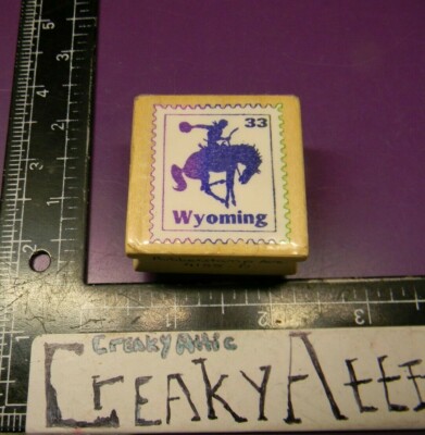 WYOMING POSTAGE STMAP BRONCO HORSE RIDER RUBBER STAMP AVE 4155D ...