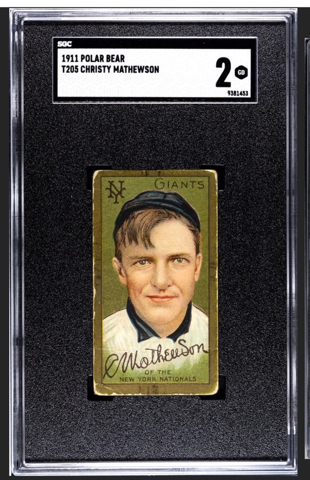 CHRISTY MATHEWSON 1911 T205 POLAR BEAR SGC 2 ! *JUST GRADED ! *DEAD ...