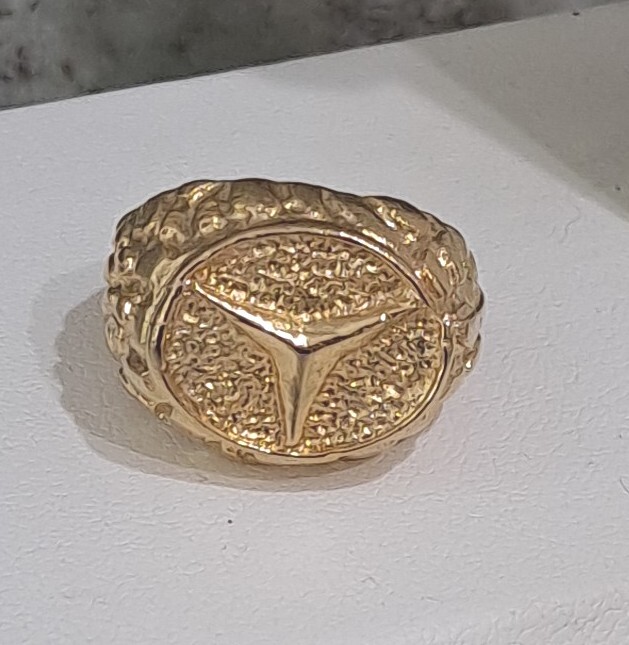 Gold Plated Mercedes-Benz Nugget Ring/ Size 8.5/weigh… - Gem
