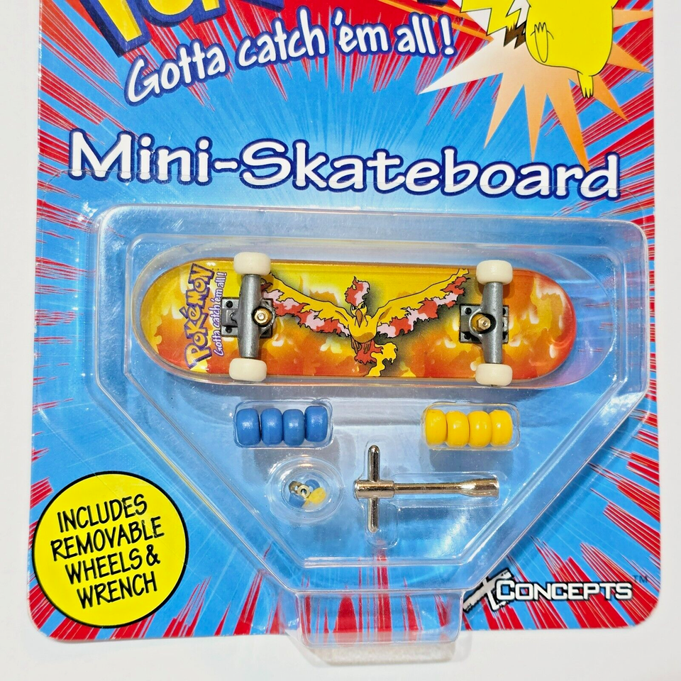 1999 POKEMON MOLTRES Mini Skateboard Fingerboard X-Concepts NIB Vintage ...