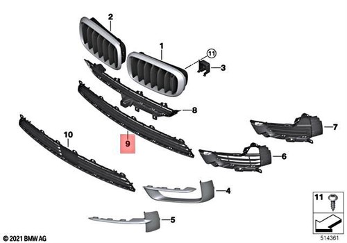 Genuine BMW X5 F15 Front Bumper Center Lower Grille OEM 51117294475 | eBay