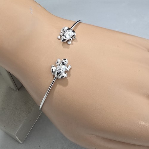 Women's Dainty Silver Plated Rhinestone Frog Cuff Bracelet NWOT | eBay