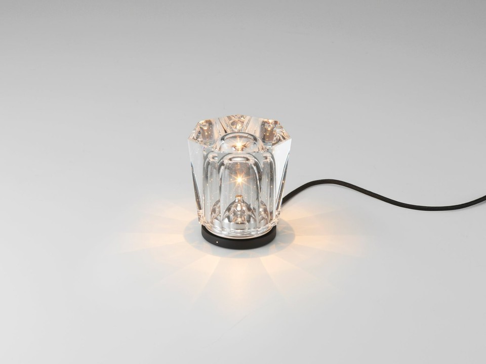 Ambientec Authentic Xtal Crystal Cordless LED Table Lamp Solid Glass ...