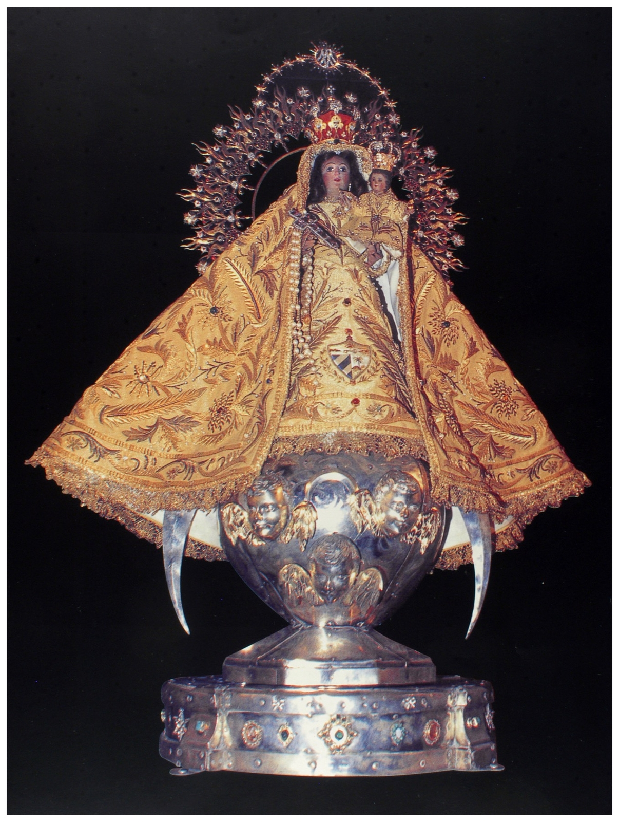 7641.Cuban saint statue on yellow dress.floats on chalice.POSTER.art ...