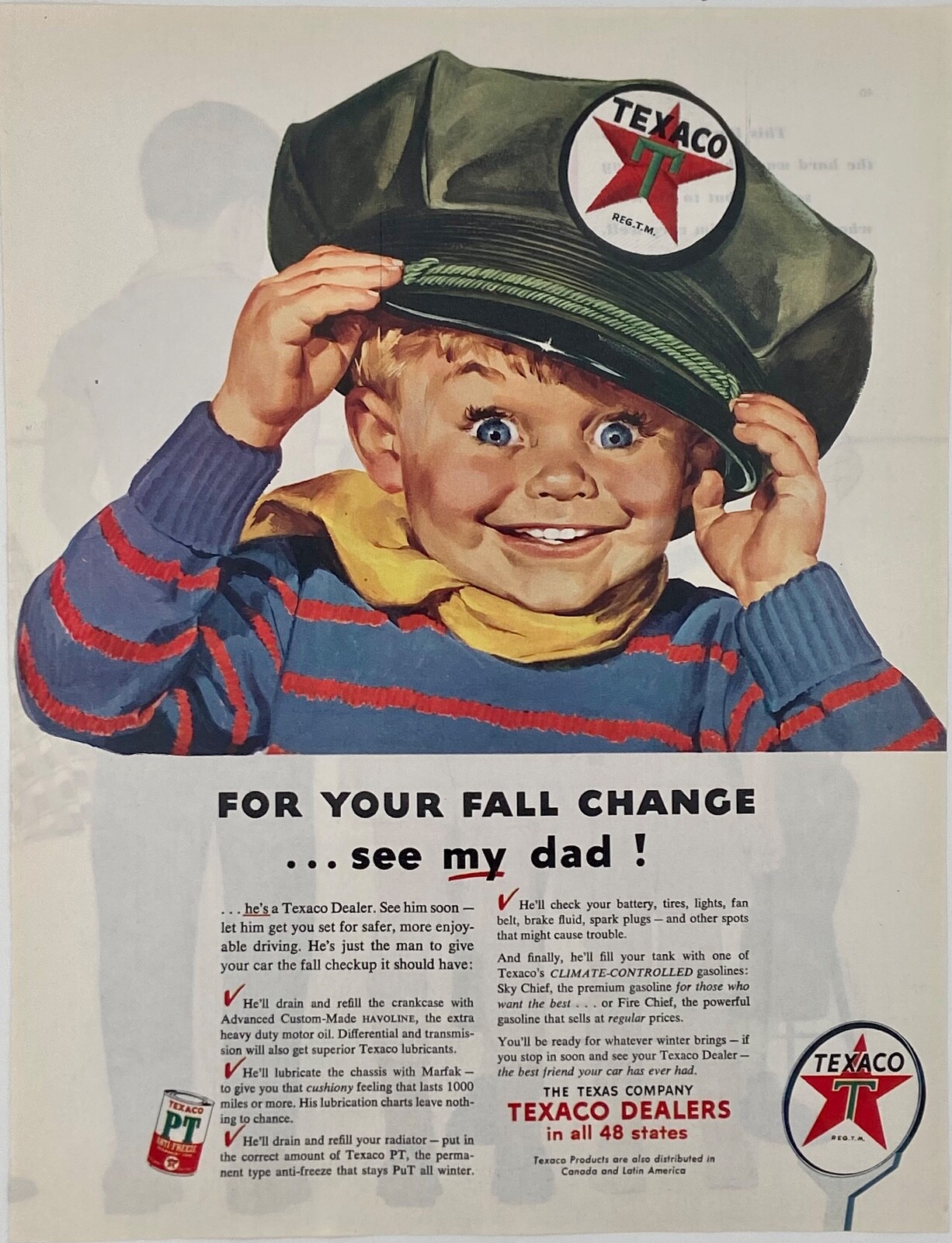 Original 1953 Texaco Ad: Fall Change...See My Dad! | eBay